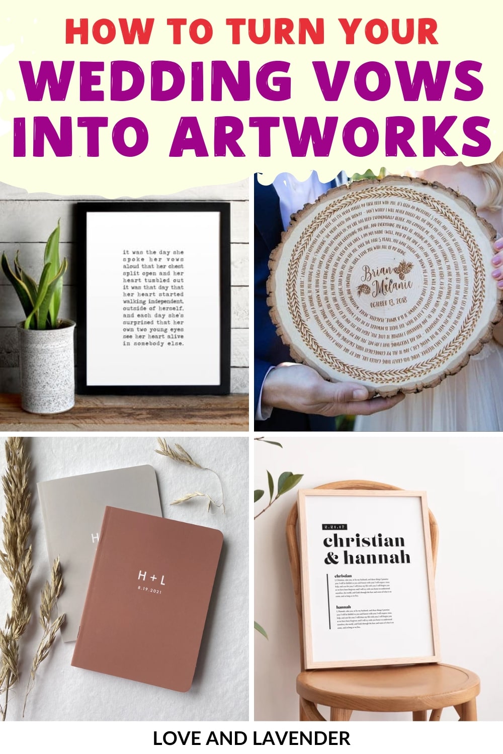 15 Amazing Ways to Turn Wedding Vows into Art - Love & Lavender